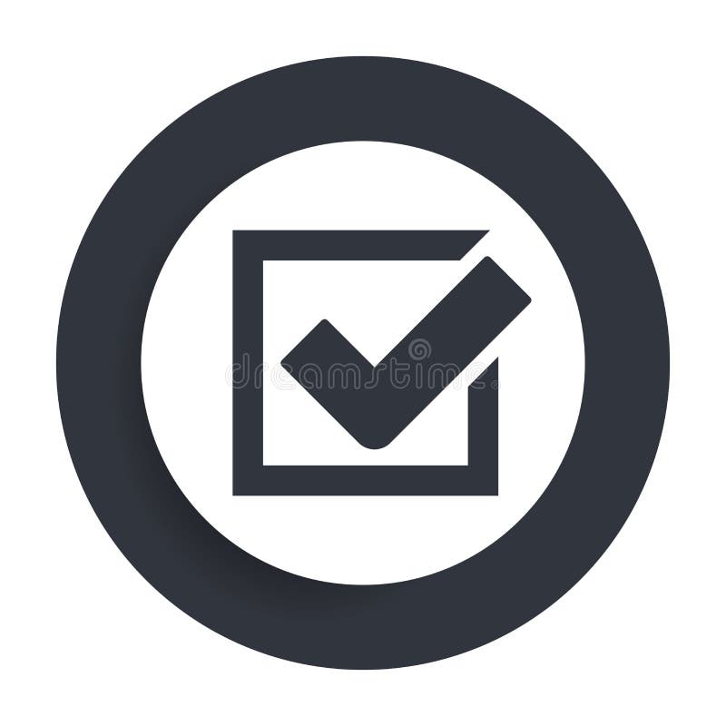 Check Box Icon Flat Vector Round Button Clean Black and White Design ...