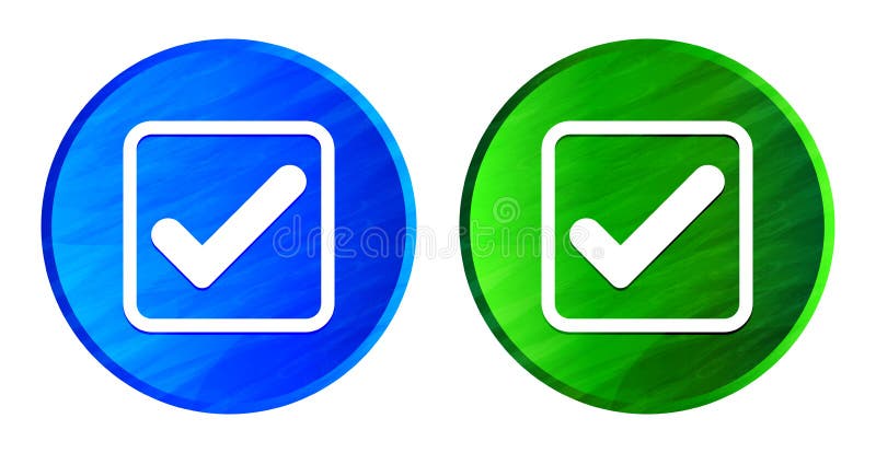 Check Box Icon Grunge Texture Round Button Set Illustration Stock ...