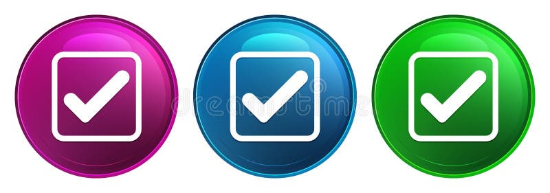 Check Box Icon Magic Glass Design Round Button Set Illustration Stock ...