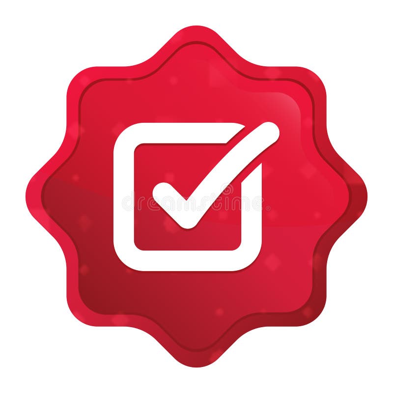 Check Box Icon Misty Rose Red Starburst Sticker Button Stock ...