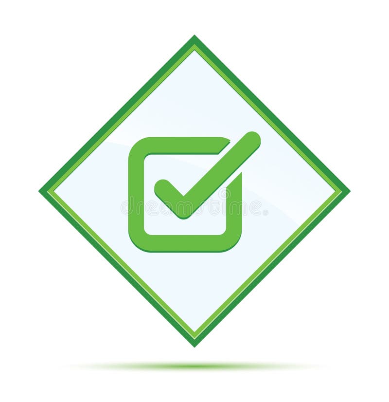 Check Box Icon Modern Abstract Green Diamond Button Stock Illustration ...