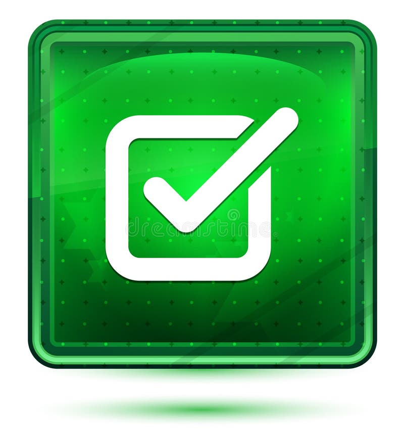 Check Box Icon Neon Light Green Square Button Stock Illustration ...