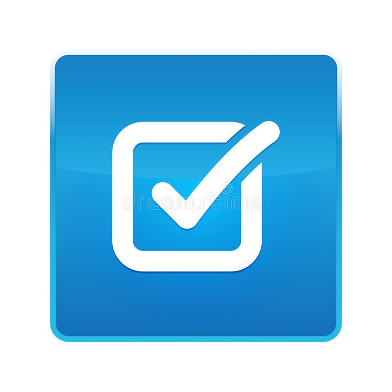 Check Box Icon Shiny Blue Square Button Stock Illustration ...