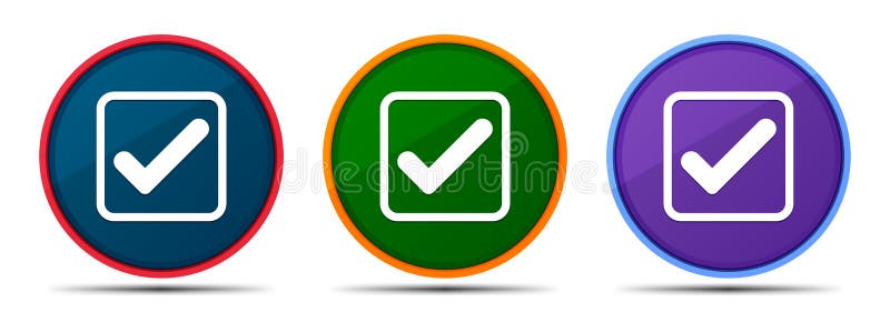 Check Box Icon Silky Smart Flat Round Buton Set Illustration Stock ...