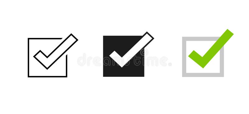 Check Box Icon Square or Done Check Mark Tick Flat and Line Outline ...