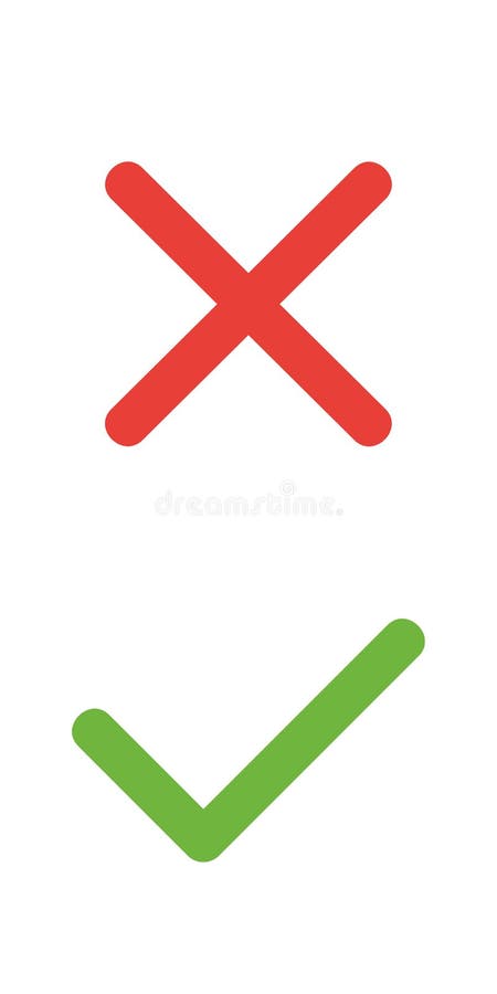 Check Box List Icons Set, Green and Red Isolated on White Background ...