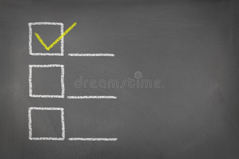 Check boxes on chalkboard stock photo. Image of drawn - 230299548