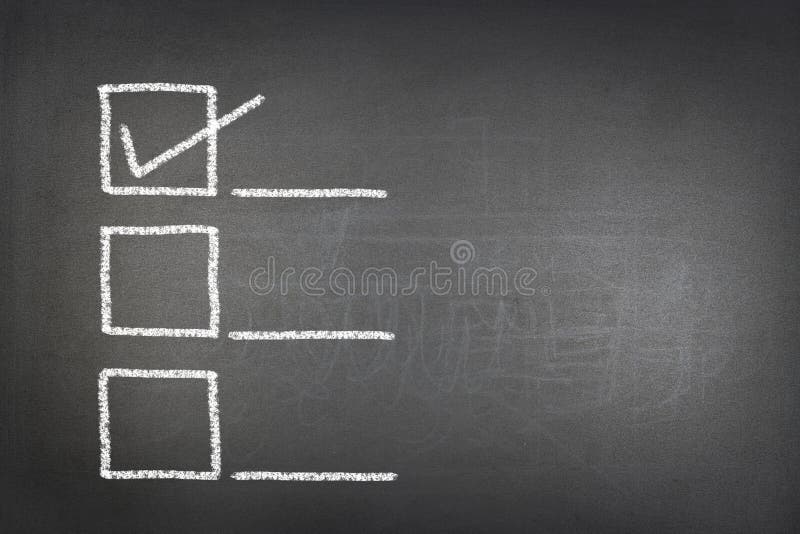 Check boxes on chalkboard stock image. Image of copy - 231294689