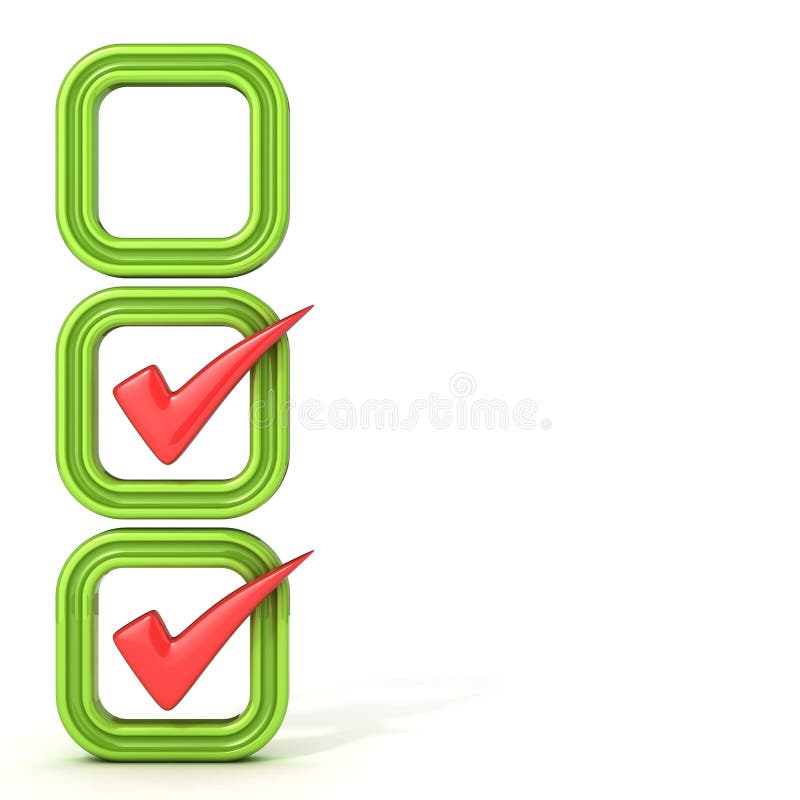 Check Boxes with Correct Check Mark Stock Illustration - Illustration ...