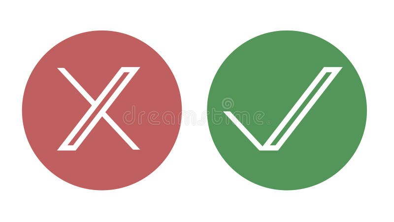 Check Boxes. Correct and Incorrect Checkmarks are Set in Red and Green ...