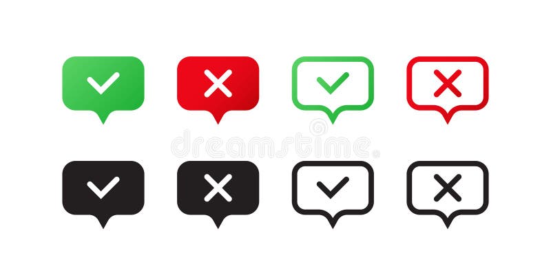 Check Boxes. Green Check Mark, Red Cross Mark Icons Stock Illustration ...