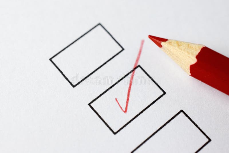 Check Boxes on a White Paper with Red Pencil Stock Image - Image of ...