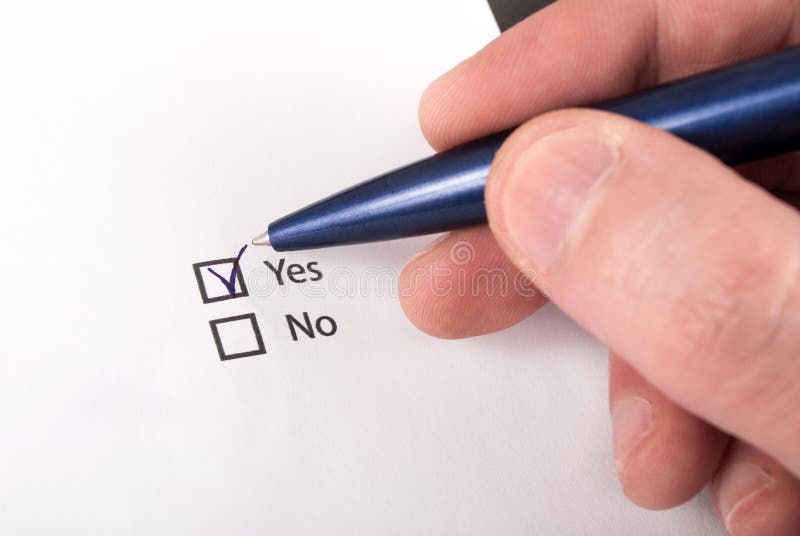 Decision-Making: Close-Up of Hand Checking Yes on Checkboxes Stock ...