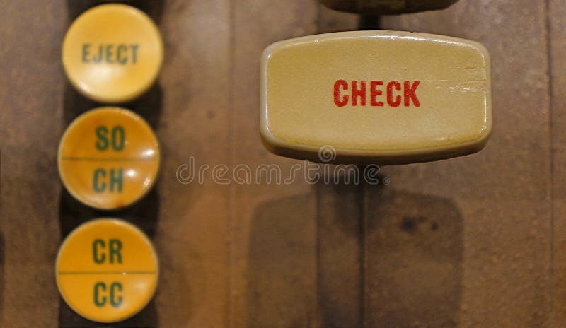 Check Button on Old Automated Banking Machine. Stock Photo - Image of ...