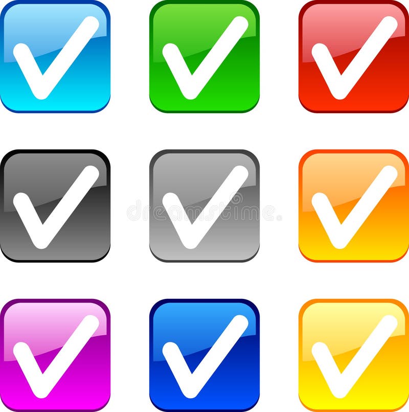 Check button. stock vector. Illustration of check, shadow - 14080369