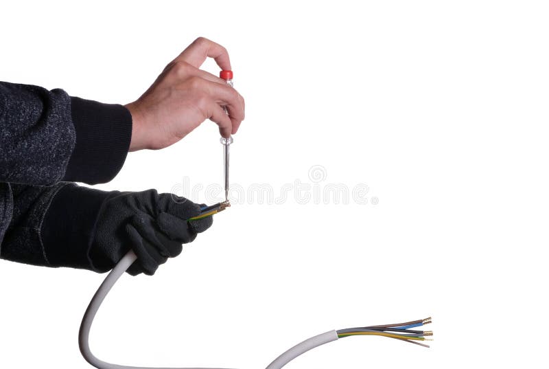 Check the Cable with a Phase Tester Stock Image - Image of protection ...