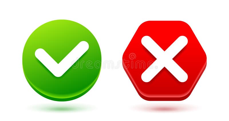 Check and Cancel Icons Set - Yes and No Stock Vector - Illustration of ...