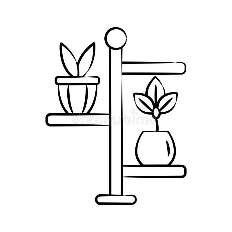 Check this Captivating Hand Drawn Icon of Plant Stand Stock Vector ...