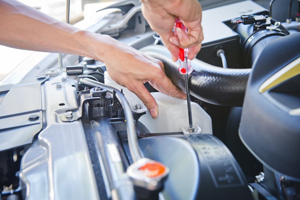 Check the car engine. stock image. Image of person, fixing - 78456863