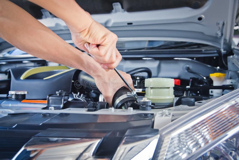 Check the car engine. stock photo. Image of person, automotive - 78457212