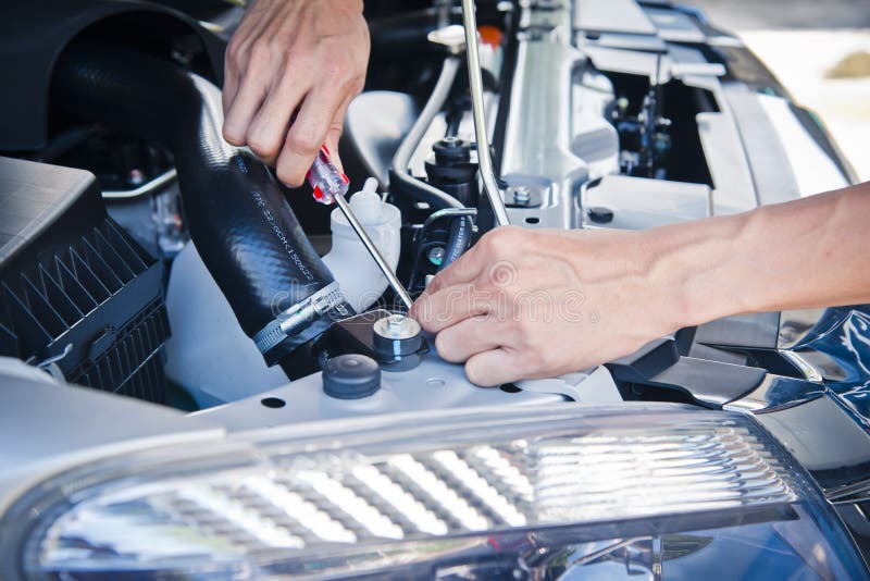 Check the car engine. stock image. Image of automobile - 78458189