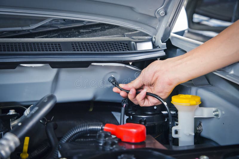 Check the car engine. stock image. Image of male, small - 78459791
