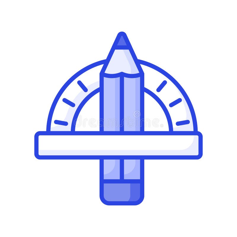 Check this Carefully Crafted Icon of Stationery, Protractor with Pencil ...