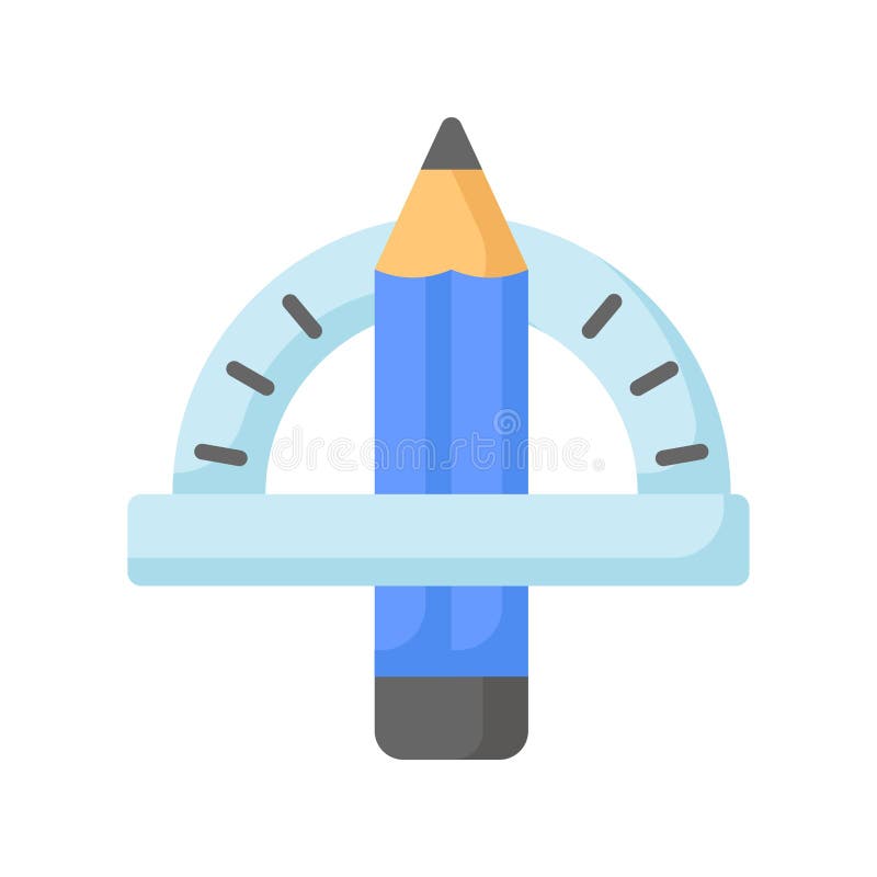 Check this Carefully Crafted Icon of Stationery, Protractor with Pencil ...