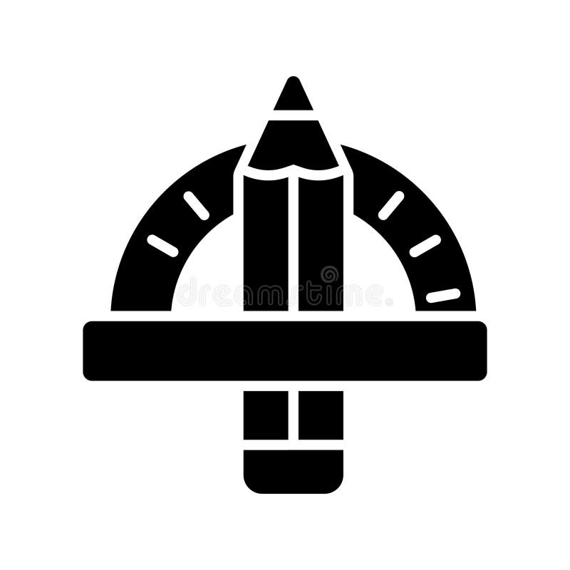 Check this Carefully Crafted Icon of Stationery, Protractor with Pencil ...