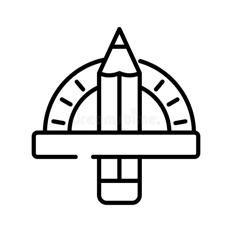 Check this Carefully Crafted Icon of Stationery, Protractor with Pencil ...