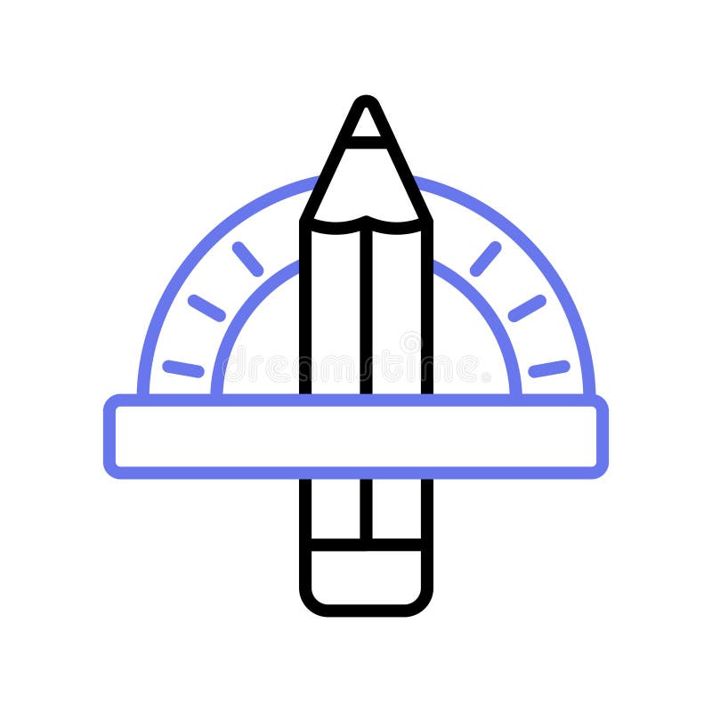 Check this Carefully Crafted Icon of Stationery, Protractor with Pencil ...