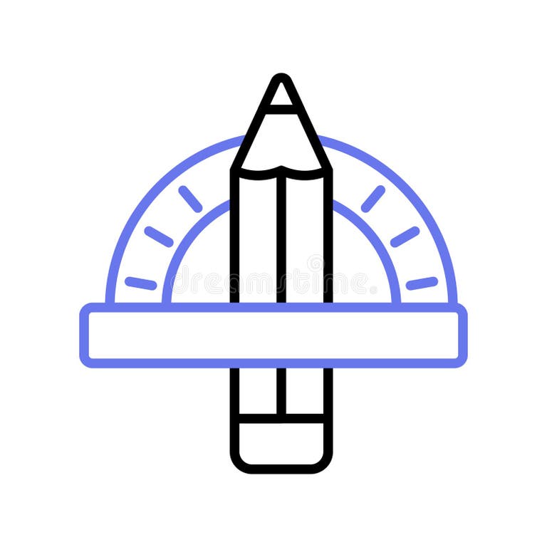 Check this Carefully Crafted Icon of Stationery, Protractor with Pencil ...