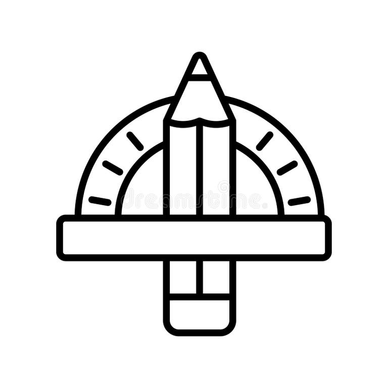 Check this Carefully Crafted Icon of Stationery, Protractor with Pencil ...