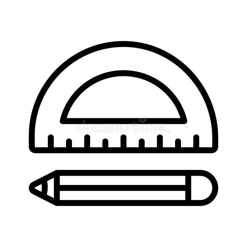 Check this Carefully Crafted Icon of Stationery, Protractor with Pencil ...