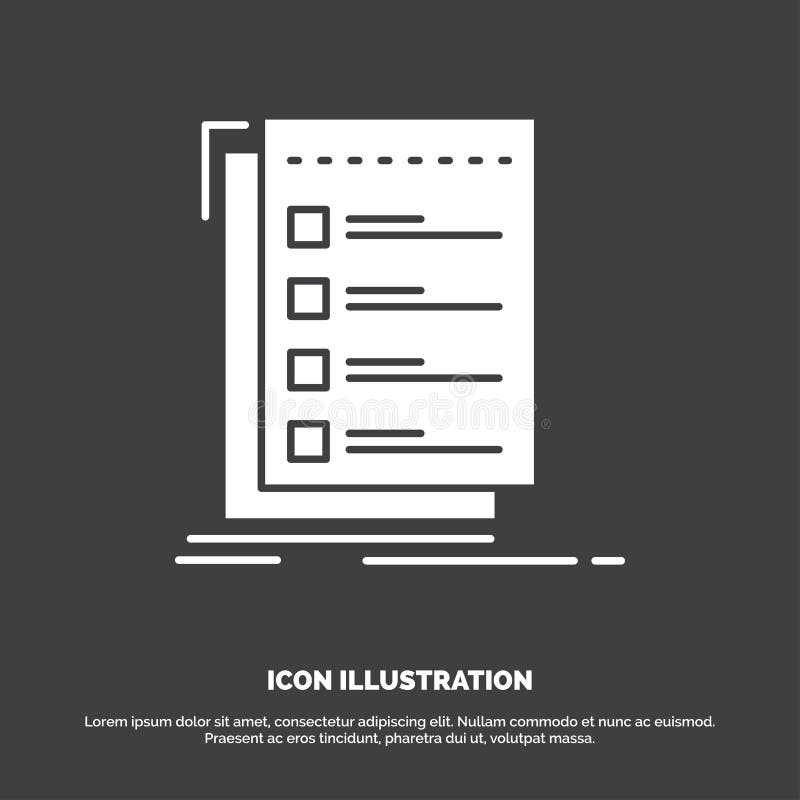Check, Checklist, List, Task, To Do Icon. Glyph Vector Symbol for UI ...