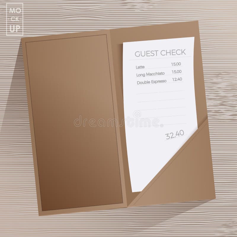 Check for Coffee in the Restaurant on a Wooden Texture. Stock Vector ...
