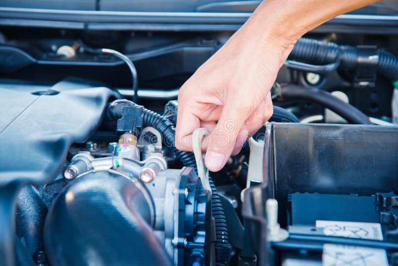 Check the Condition of the Car Engine. Stock Photo - Image of ... Check the Condition of the Car Engine. Stock Photo - Image of ...