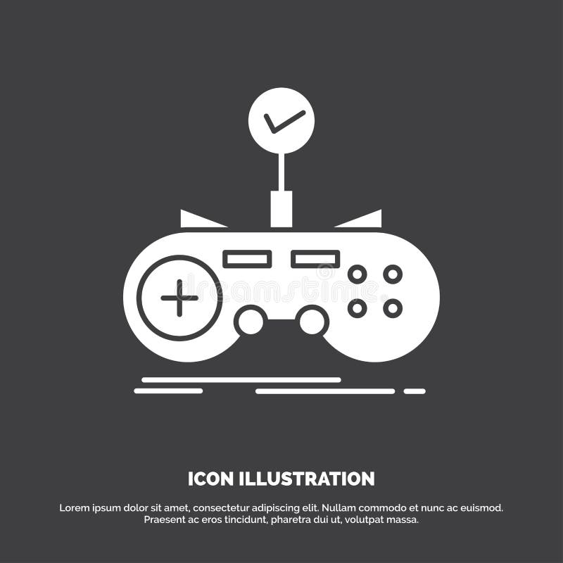 Check, Controller, Game, Gamepad, Gaming Icon. Glyph Vector Symbol for ...
