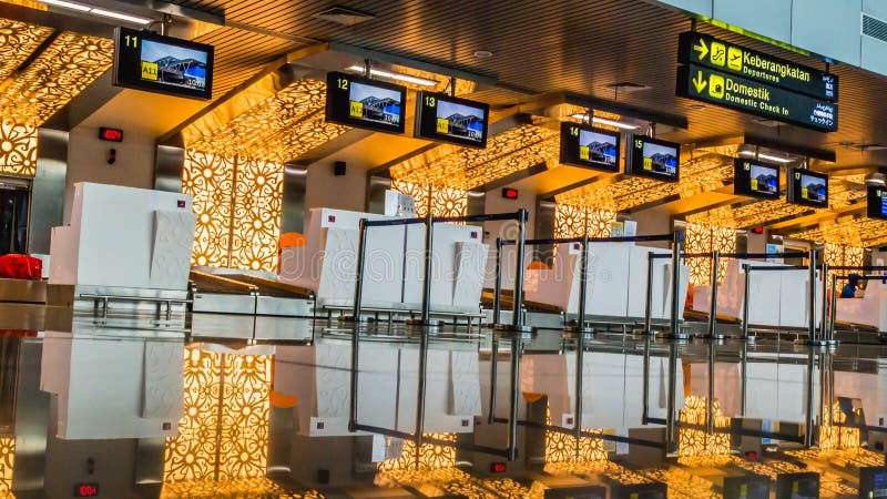 Check-in Counter in the Airport with Beautiful Lighting Editorial Image ...