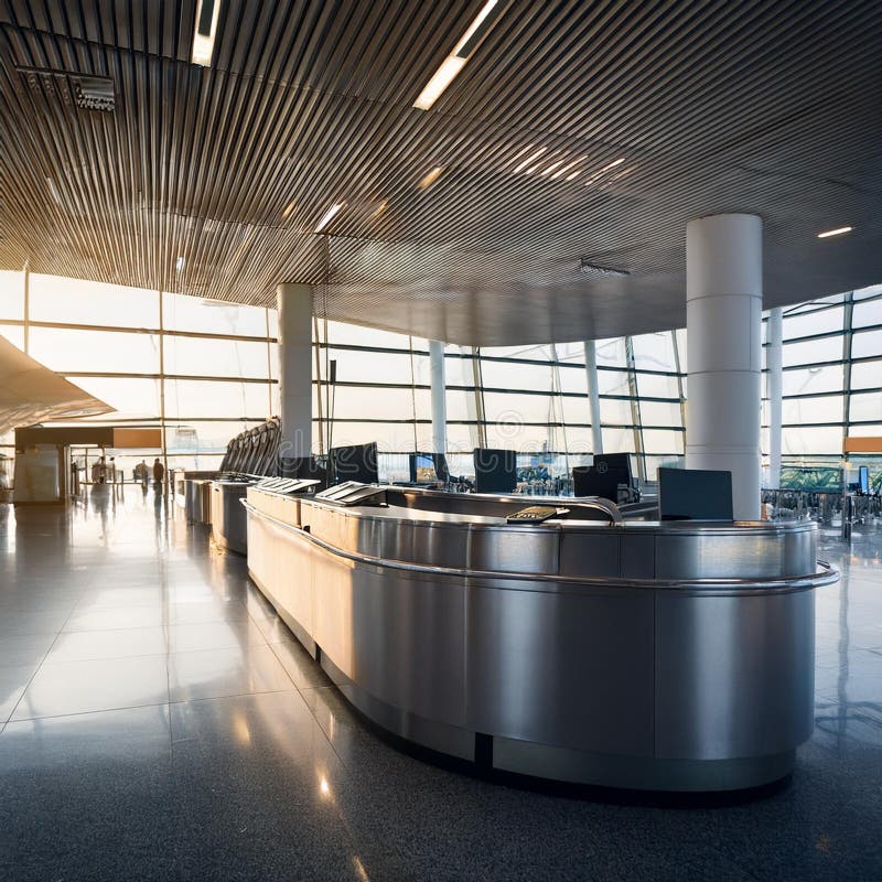 Check-in Counters at the Airport, AI Generated Stock Illustration ...