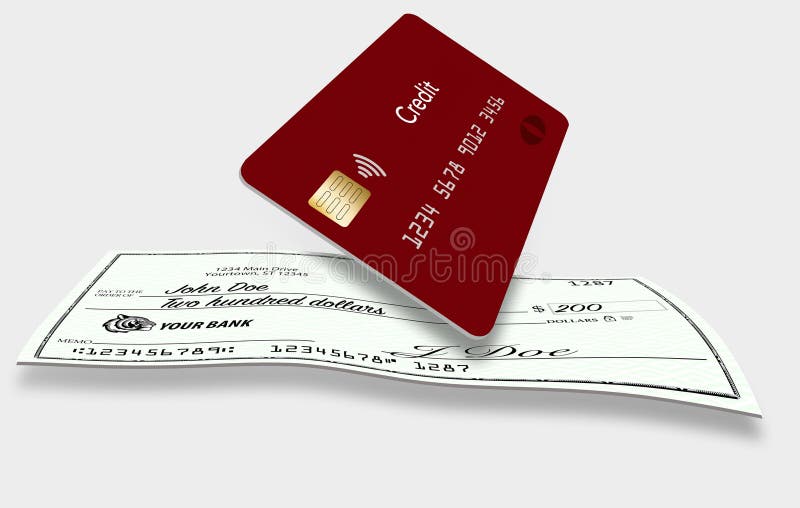 A Check and a Credit Card are Seen Stock Illustration - Illustration of ...