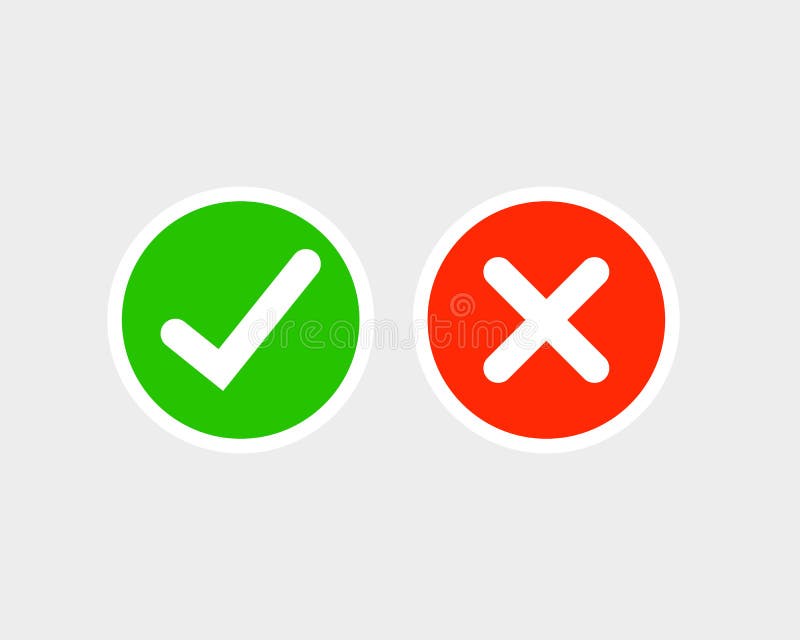 Check and Cross Mark Symbols, Round Vector Signs. Stock Vector ...
