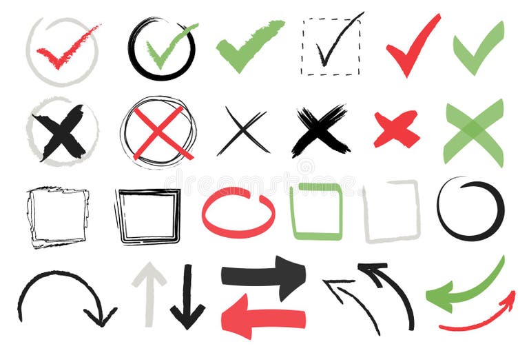 Check and Cross Marks, Arrows and Pointers, Empty Boxes and Frames ...