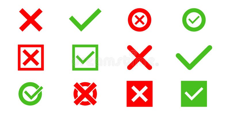 Check and Cross Marks Icons for Validation and Approval, Checkmark ...