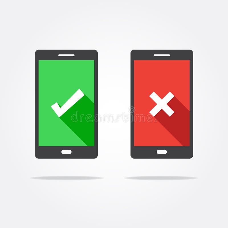 Check & Cross Phone Icons Stock Vector - Illustration of flat ...