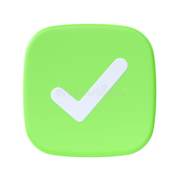 Check 3d Render Icon - Checklist Symbol, Ok Button and Success Green ...