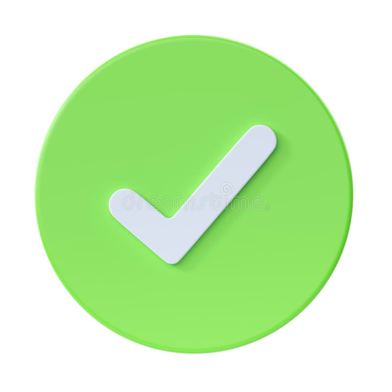 Check 3d Render Icon - Checklist Symbol, Ok Button and Success Green ...
