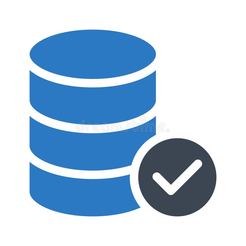 Database With Check Mark Line Icon, Outline Vector Sign, Linear Style ...