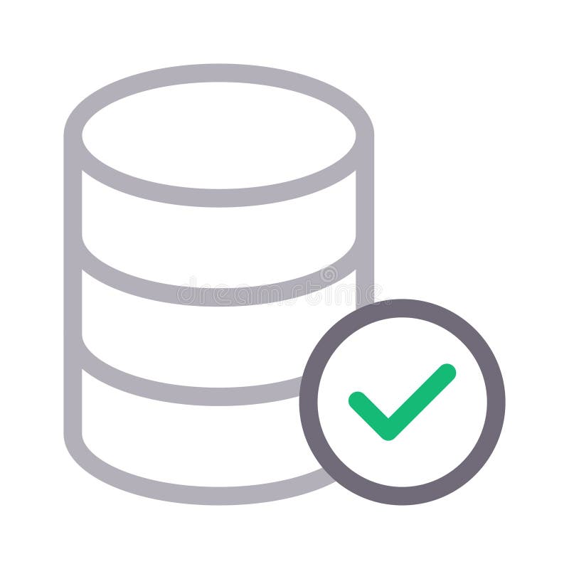 Check Database Thin Color Line Vector Icon Stock Illustration ...