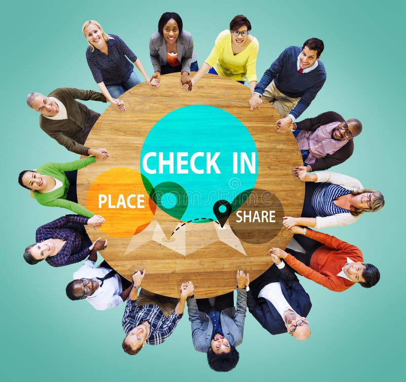 Check in Direction Navigation Share Application Concept Stock Photo ...